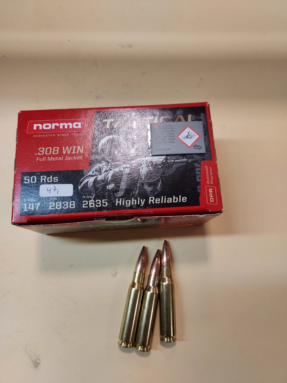 Cartouches NORMA calibre .308 Winchester "Tactical" - 47